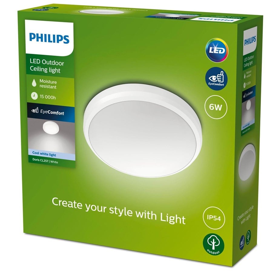 Philips Doris Ceiling 6W 40K White IP54 HV | Billig
