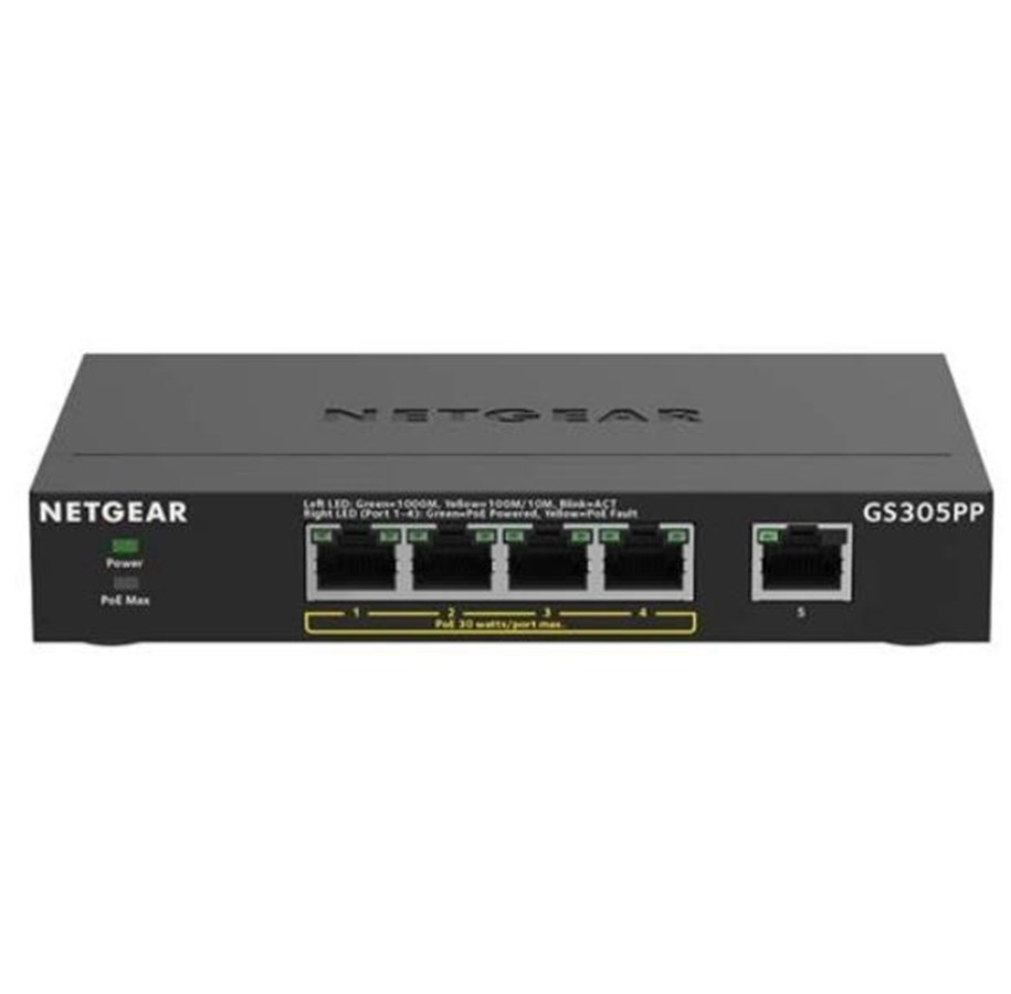 Netgear GS305PP 5-Port Gigabit Ethernet SOHO Unmanaged Switch 4-Ports ...