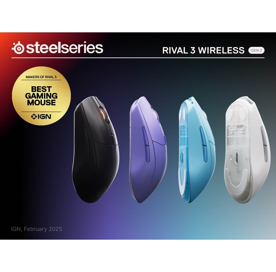 SteelSeries Rival 3 Wireless Gen 2 - Gaming Mus - Optisk - 6 knapper - Hvid
