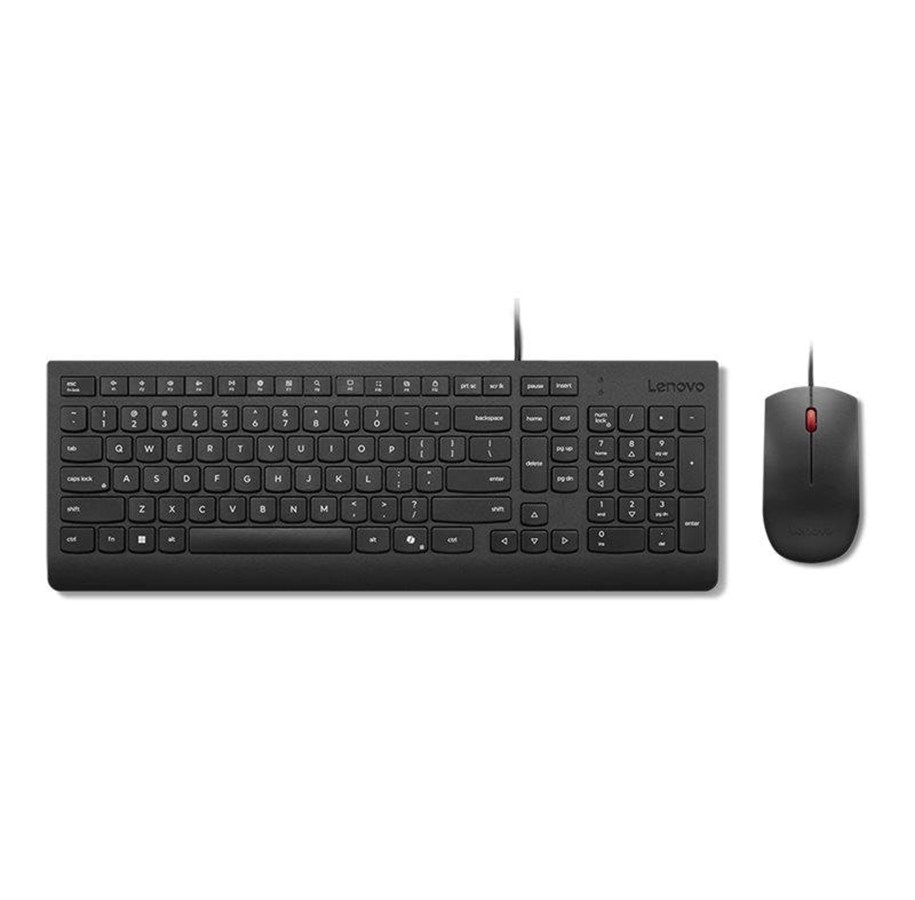 Lenovo Essential Wired Combo - keyboard and mouse set - QWERTY - Danish ...