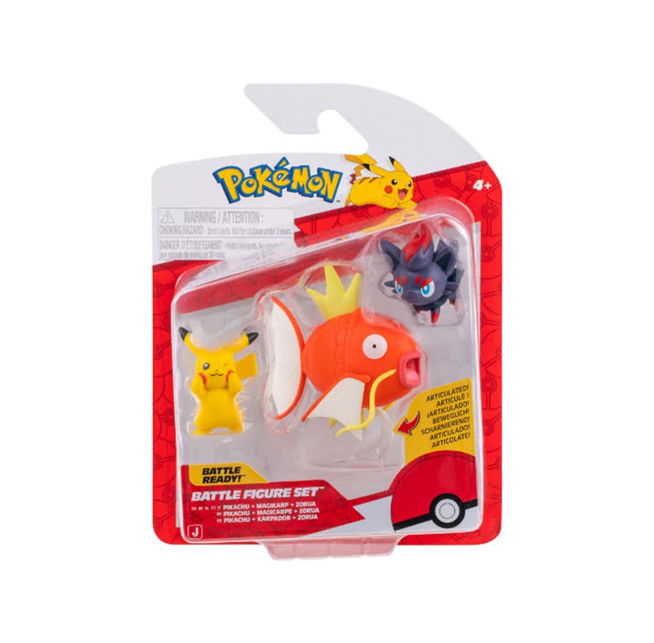Pokemon Battle Figure 3 pk Pikachu/Magikarp/Zorua | På lager | Billig